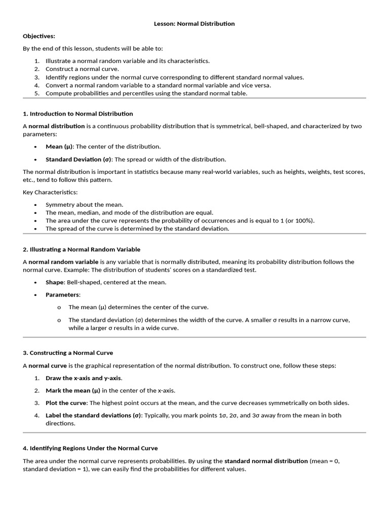 Normal Distribution Notes | PDF