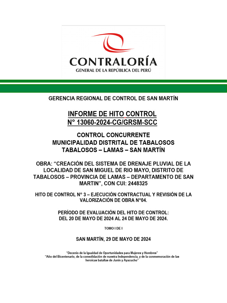 Hito de Control 13060-2024-CGGRSM-SCC | PDF