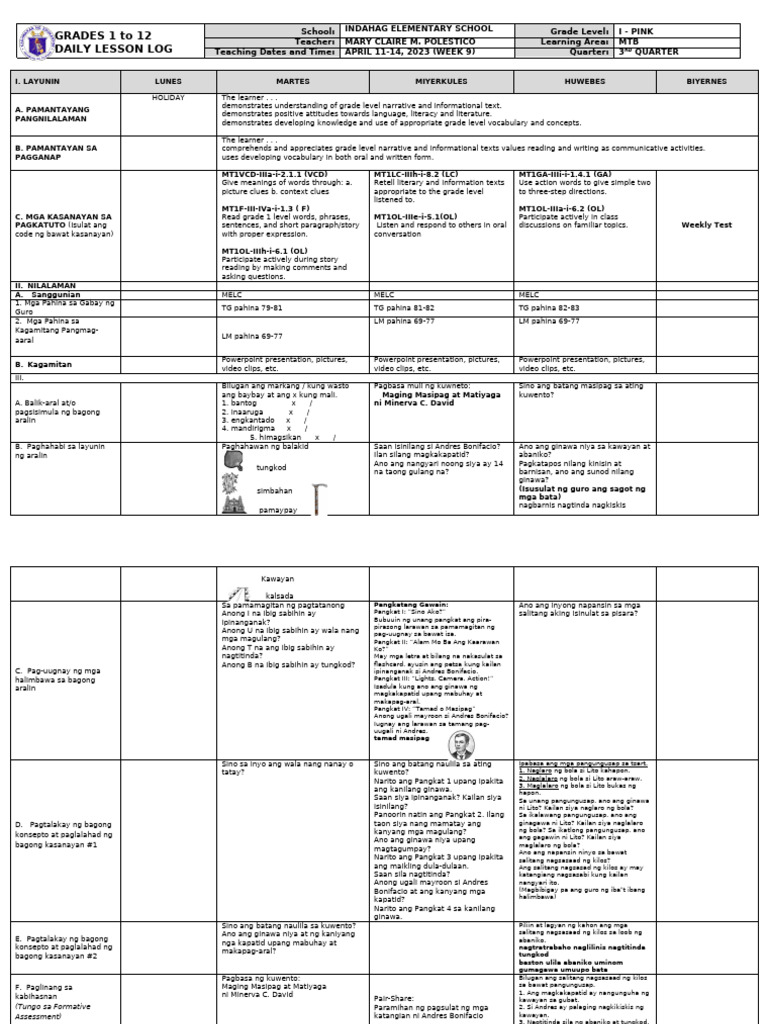 DLL MTB-1 Q3 W9 | PDF
