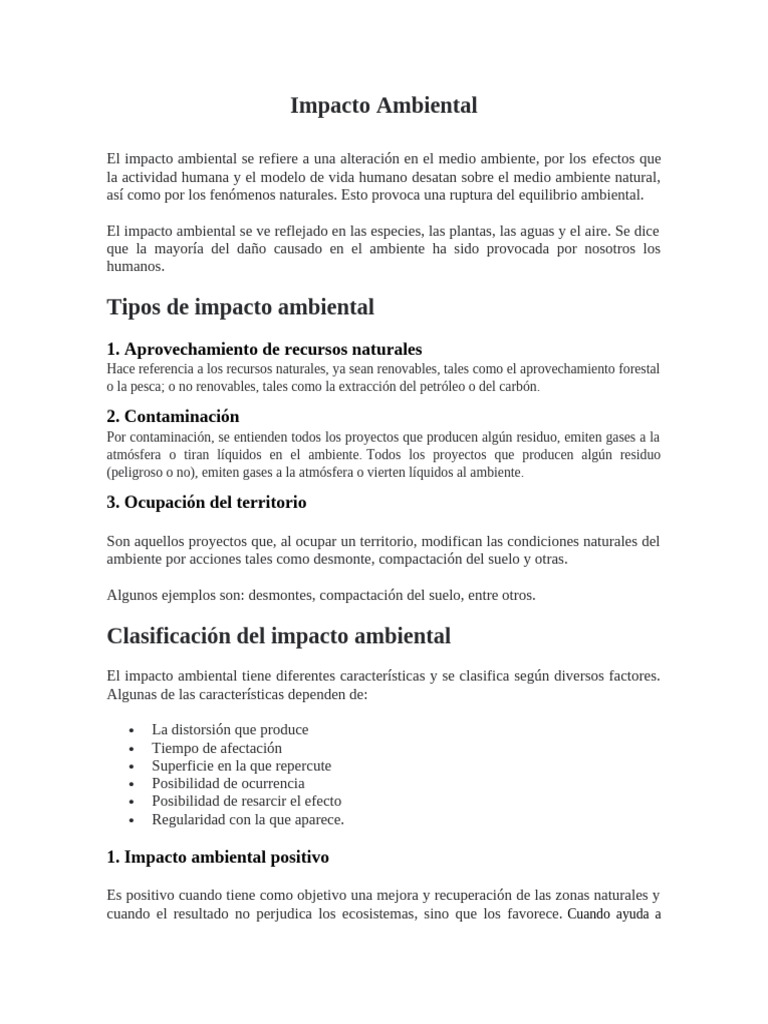Impacto Ambiental | PDF