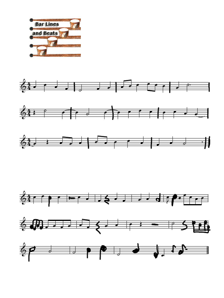 Worksheet 0028 Bar Lines and Beats | PDF