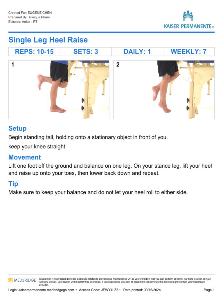 Kaiser Permanente Ankle Exercises | PDF