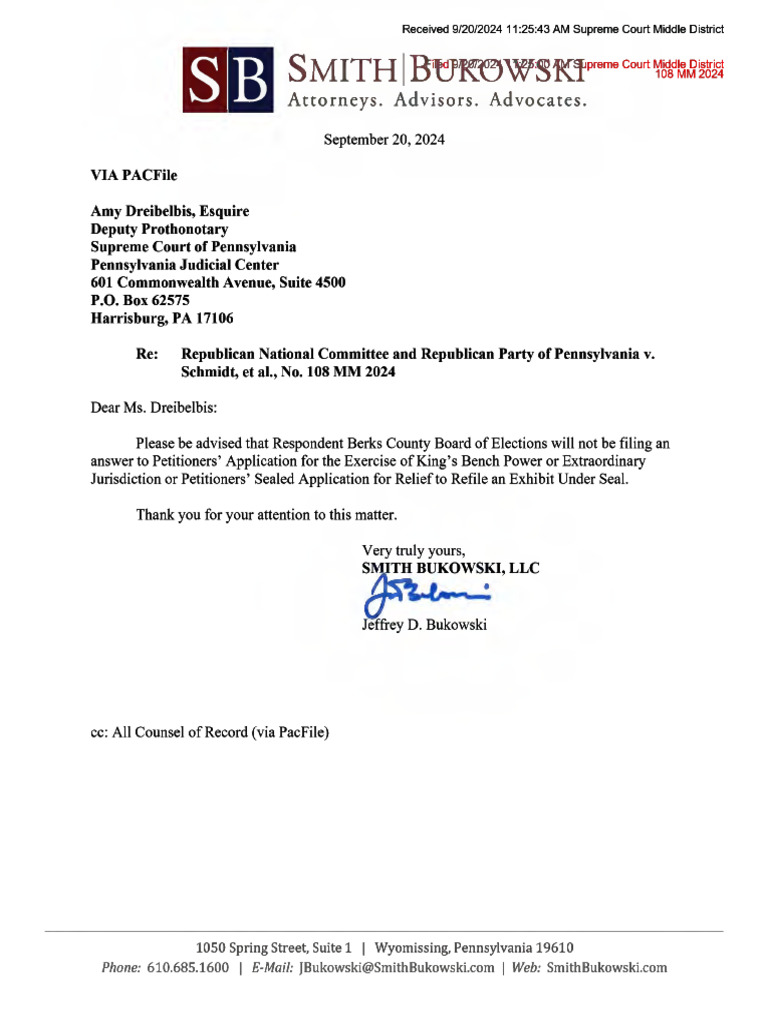 PA Supreme Court Election Case Notice | PDF | Lackawanna County ...