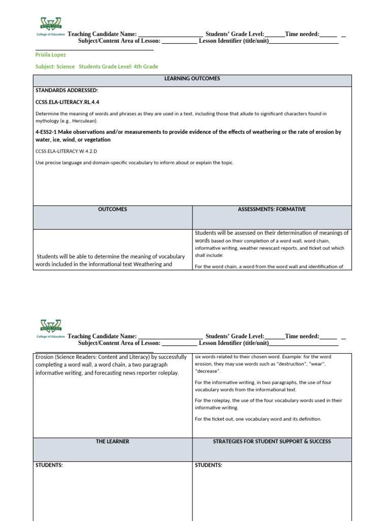 Classroom Lesson Plan Template-1 | PDF