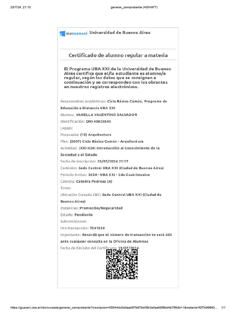 Generar Comprobante | PDF