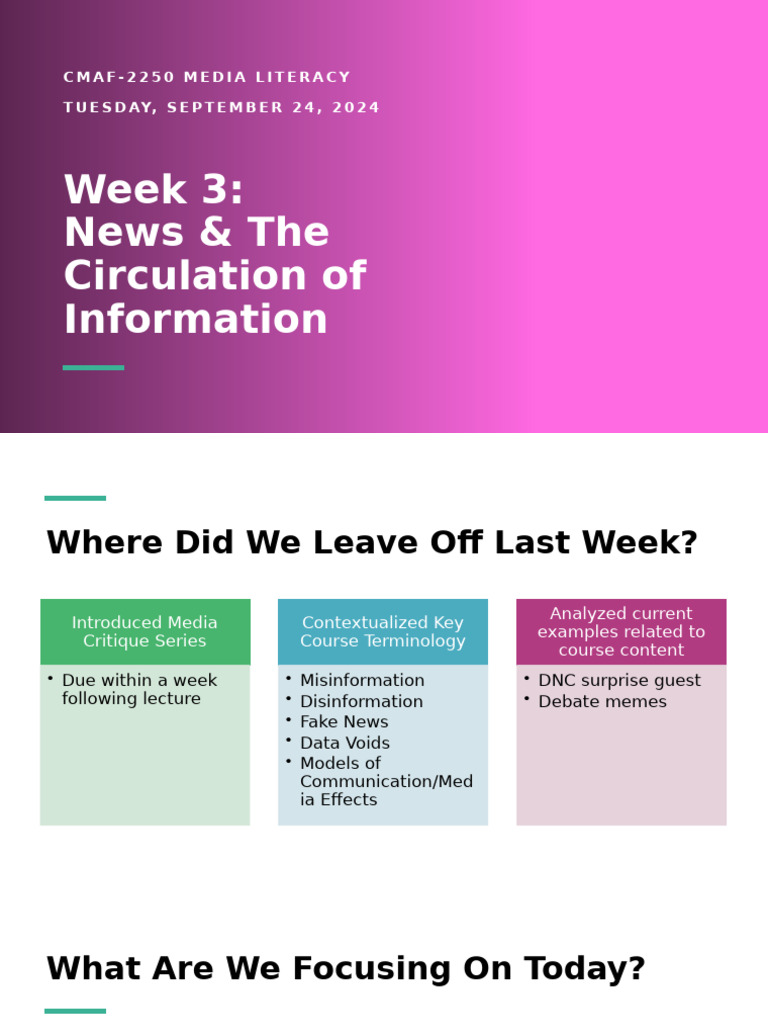 Week 3 News and The Circulation of Information | PDF