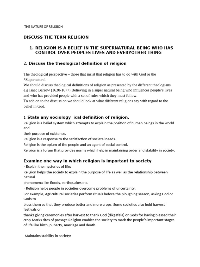 Notes For Religious Education Bgcse | PDF