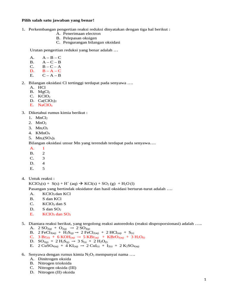 Lat PAT Kimia 2021 Kelas 10 | PDF