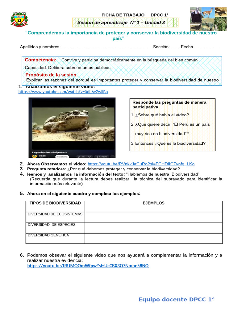 Ficha Sesión #1 Unidad 3 | PDF