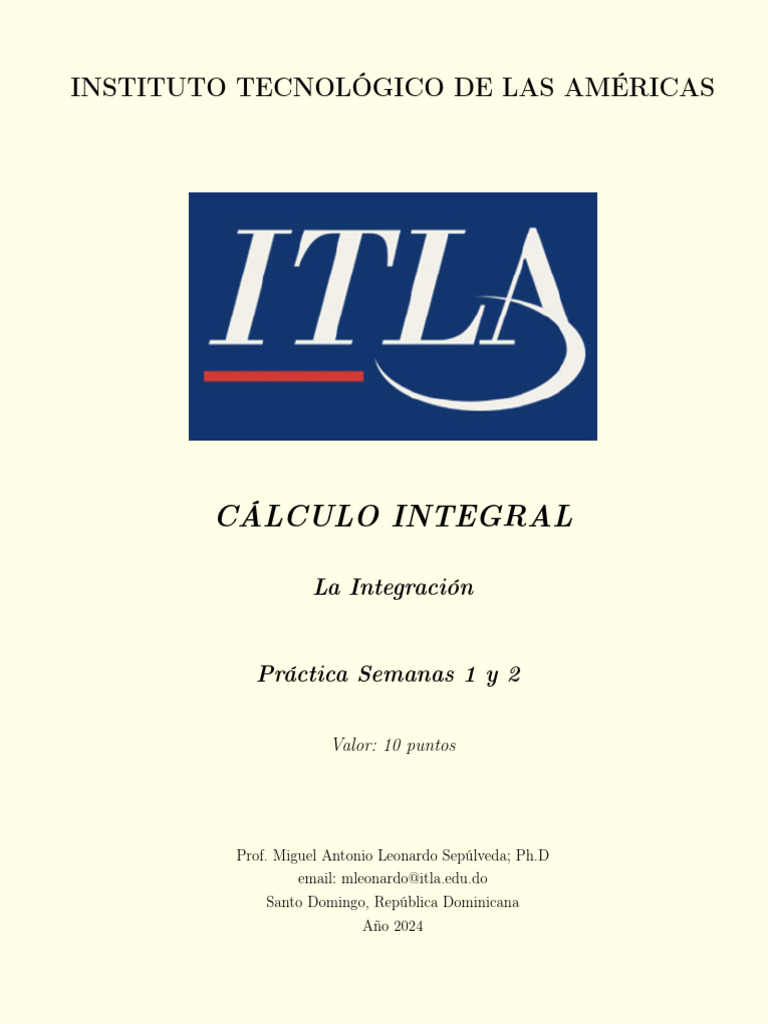 Práctica Semanas 1 y 2, C. Integral | PDF