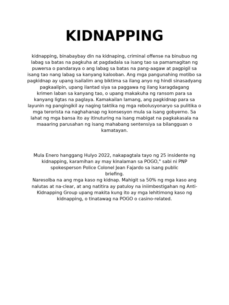 Article of Kidnapping | PDF