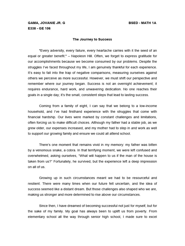 Gama Jovanie E338 Ge106 Narrative Essay | PDF