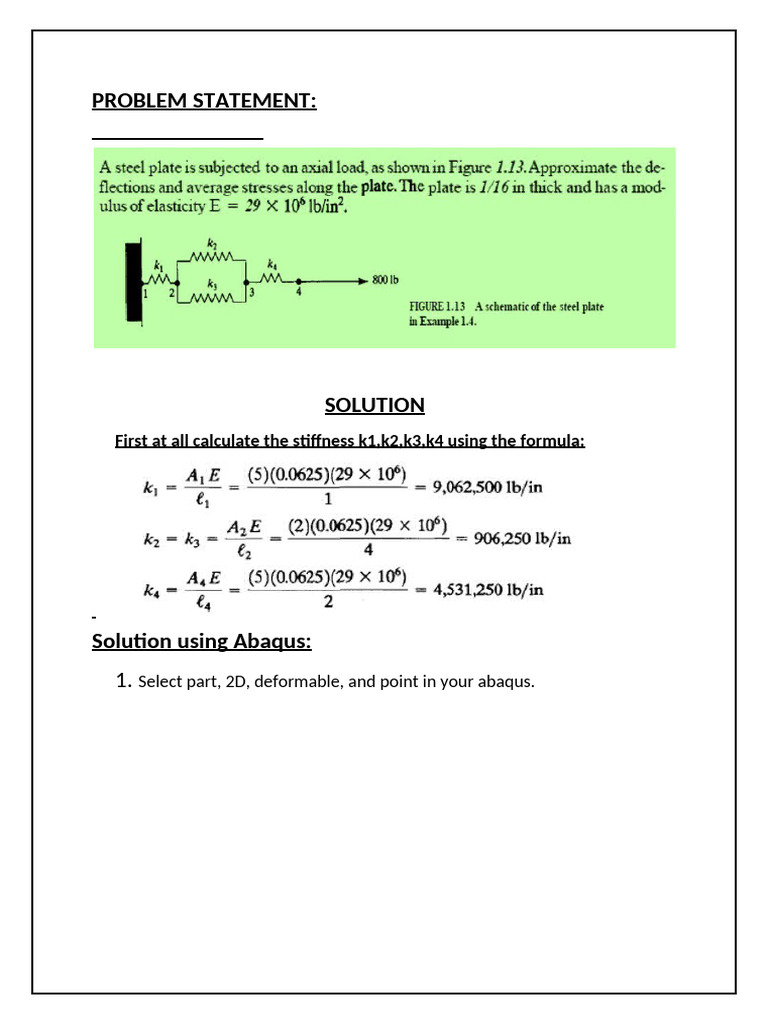 Abaqus Spring Element Solution Assignment1 | PDF