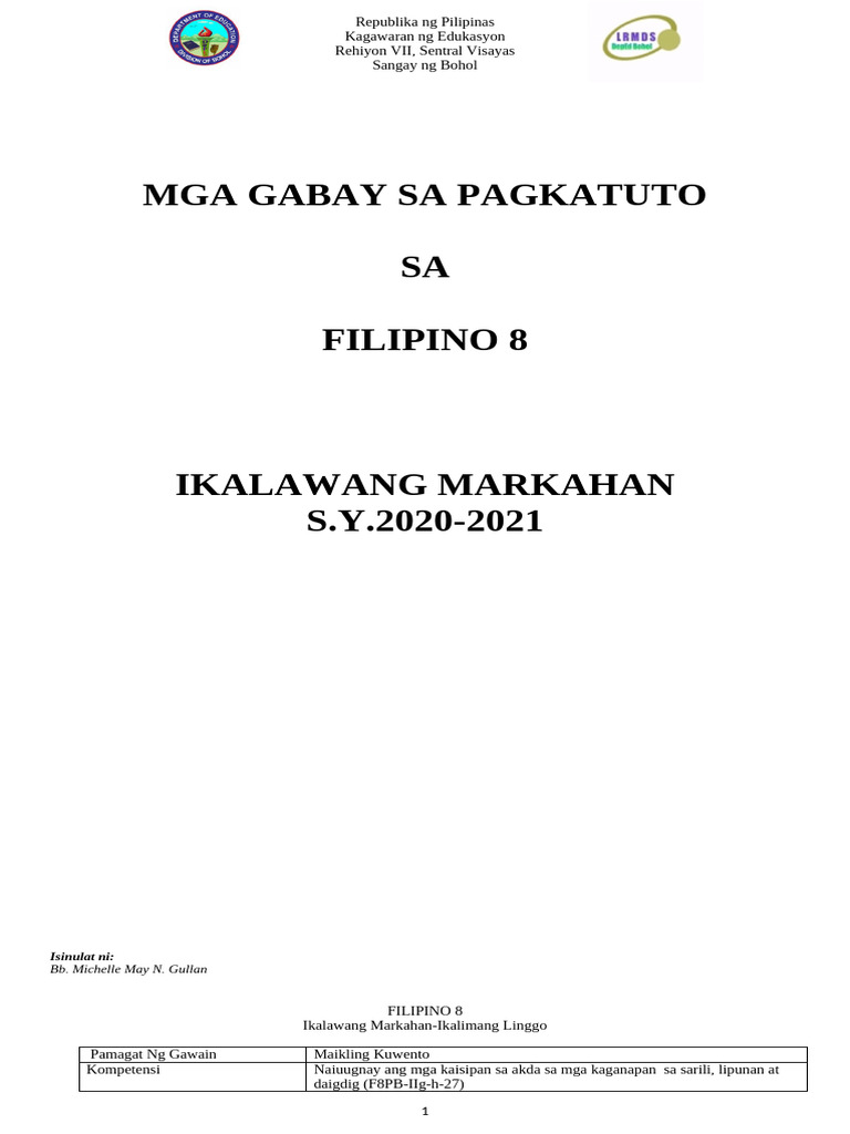 Fil8 Q2 Las WK5 | PDF