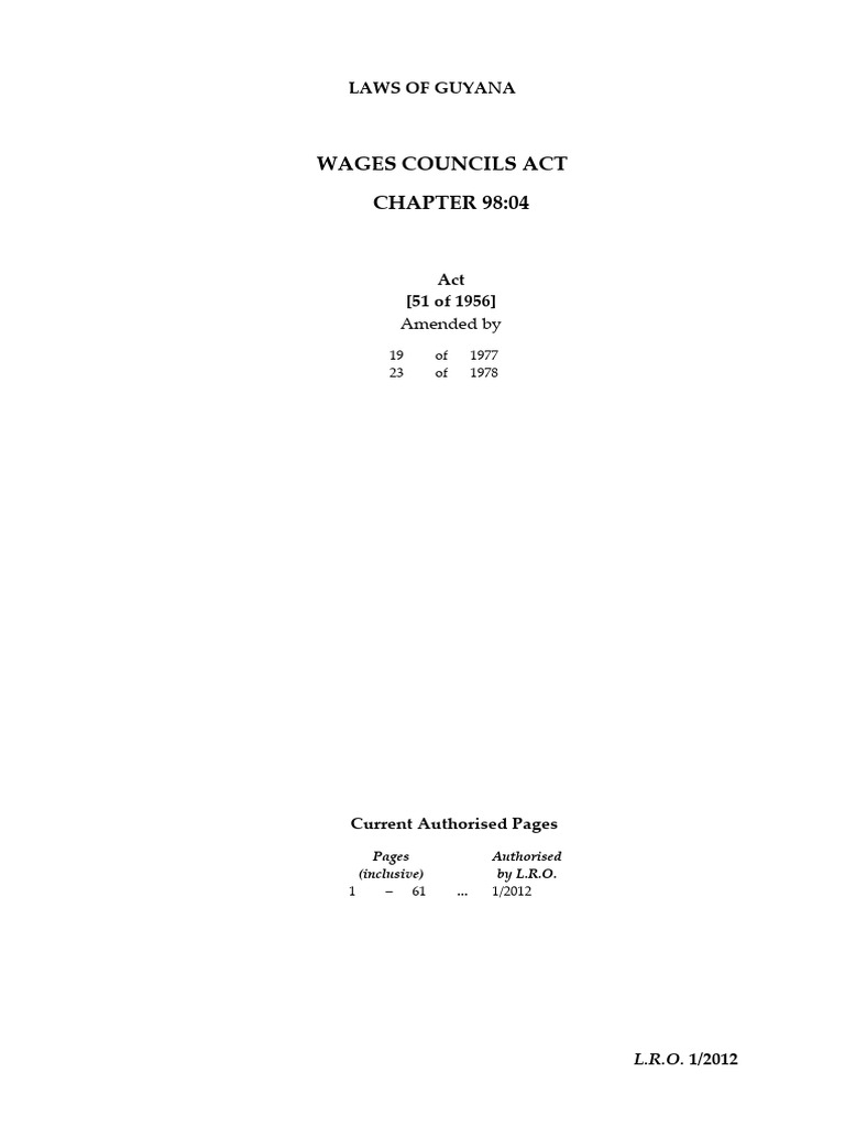 Cap. 9804 - Wages Council Act | PDF