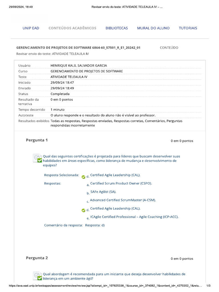 Gerenciamento de Projetos de Software - Teleaula IIII | PDF
