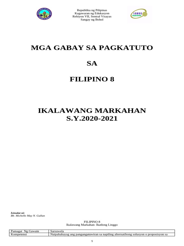 Fil8 Q2 Las WK3 | PDF