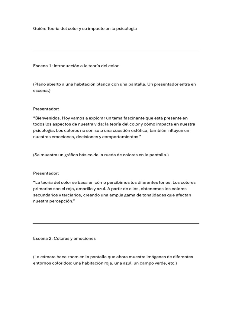 Guión - Psicología Del Color | PDF