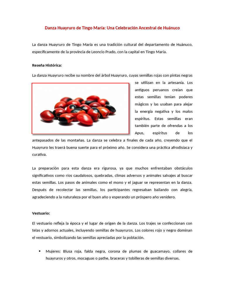 Danza Huayruro: Tradición de Huánuco | PDF