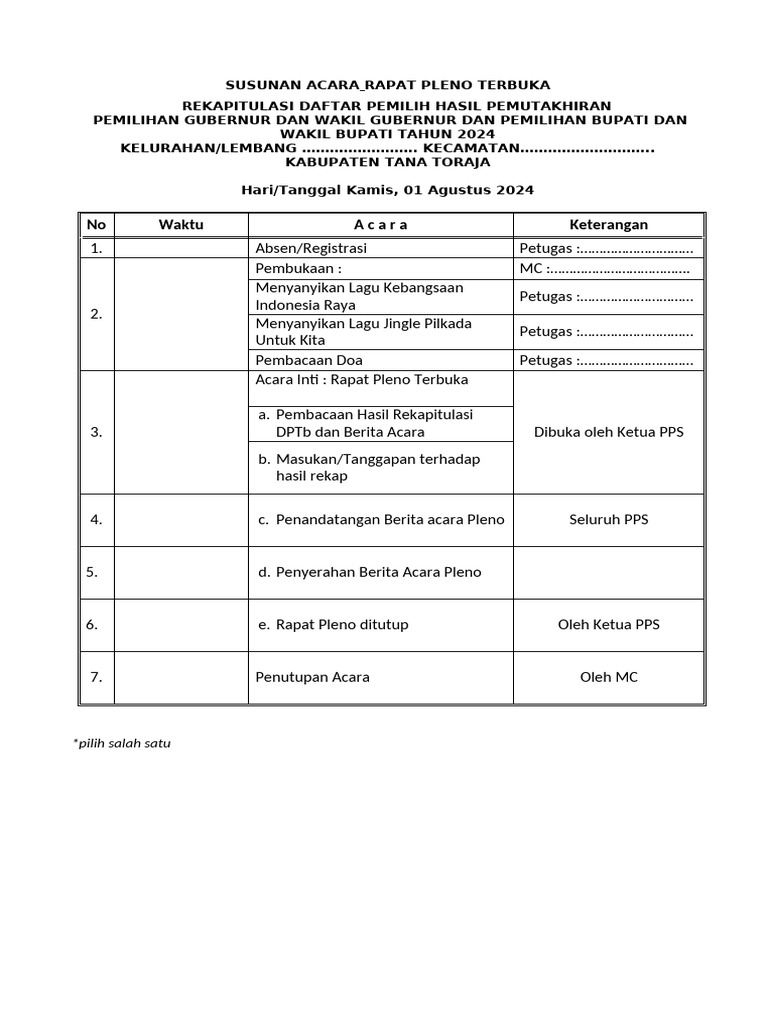 Draft Rundown Pleno DPHP PPS | PDF