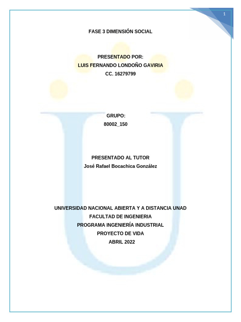 Fase 3 - Dimensíon Social - Luis Fernando Londoño | PDF