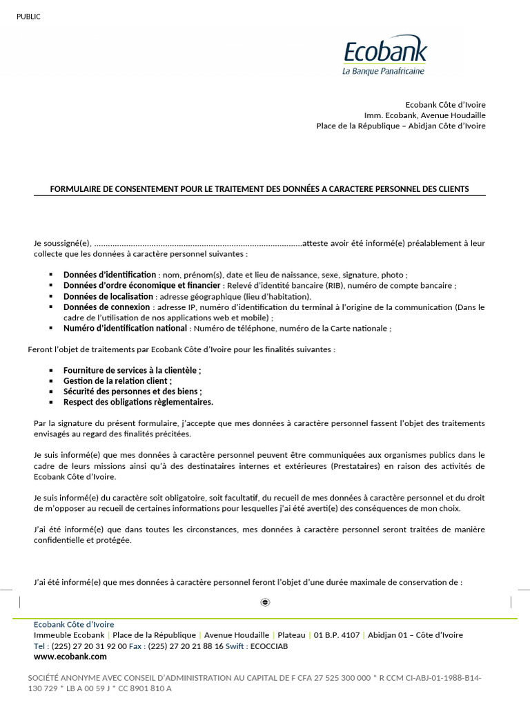 Fiche de Consentement Client 1 | PDF