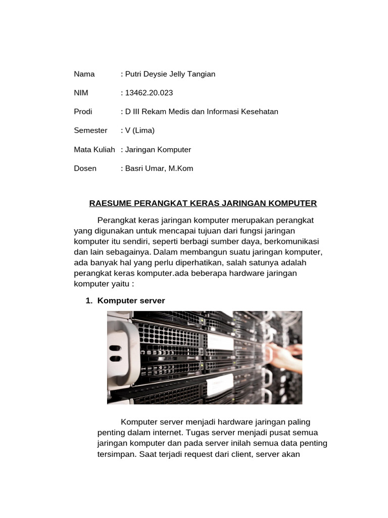 Resume Perangkat Keras Jaringan Komputer | PDF