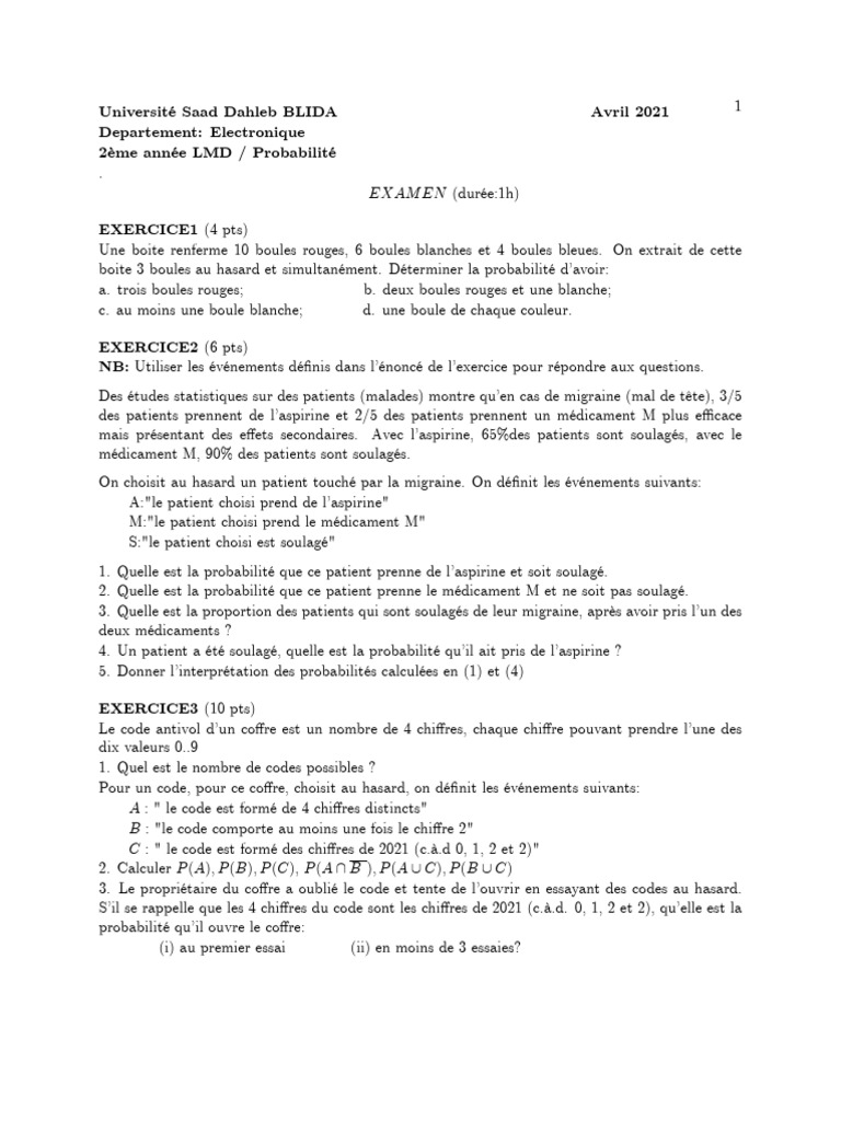 Examen Proba GE 2021 | PDF