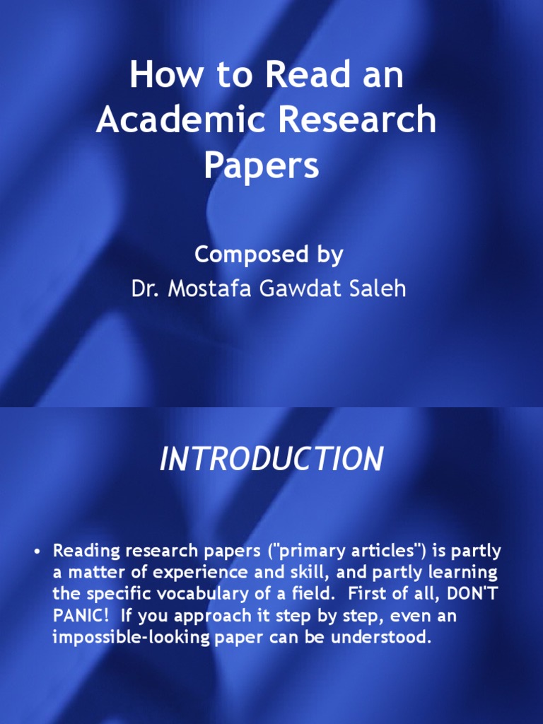 How To Read An Academic Research Papers | PDF | Statistical Hypothesis ...