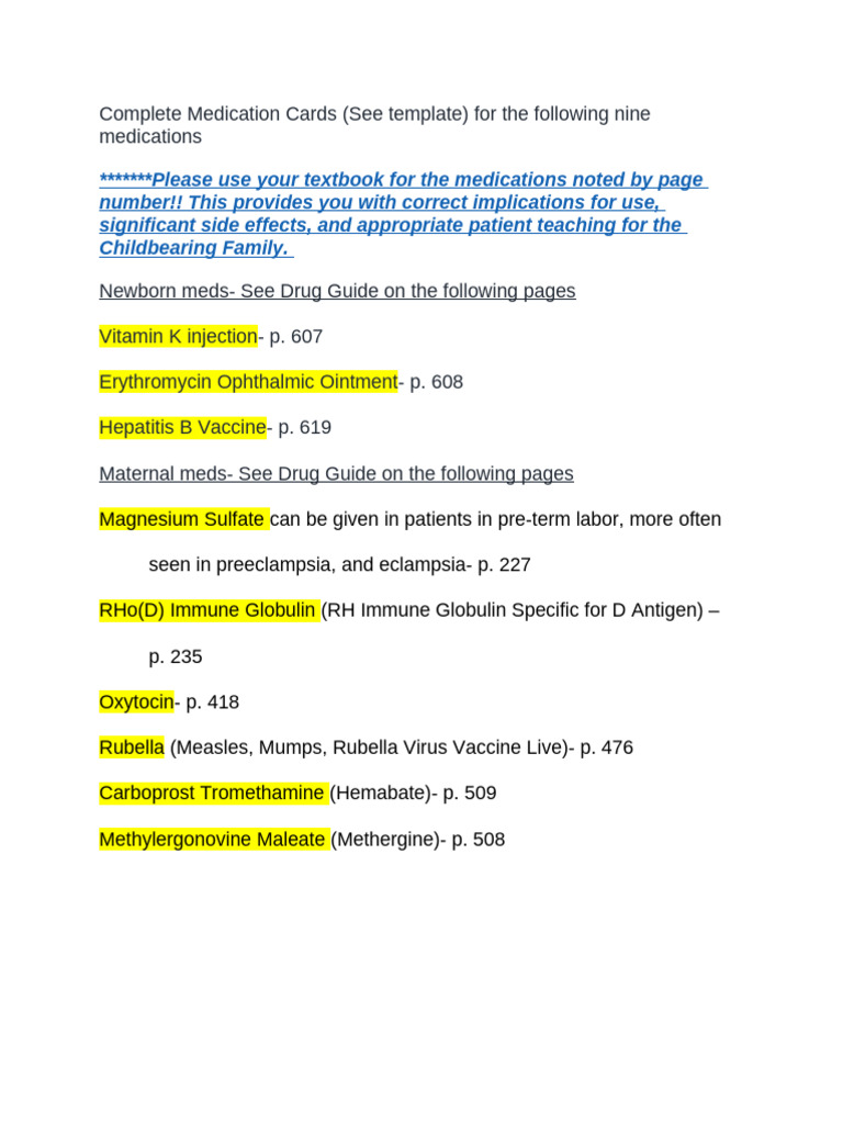 Medication Card Completion | PDF