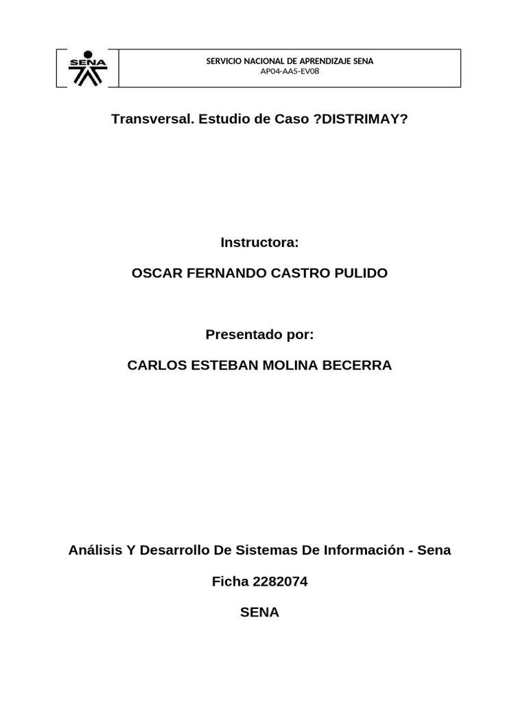 AP04-AA5-EV06. Transversal. Estudio de Caso DISTRIMAY | PDF