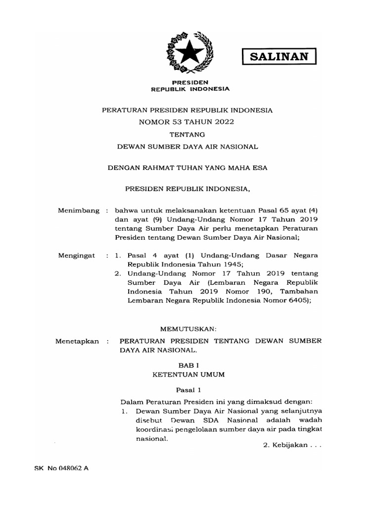 Perpres Nomor 53 Tahun 2022 | PDF