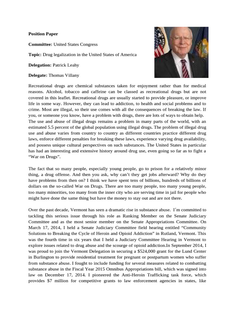 Drug Legalization Position Paper | PDF | Drugs | Substance Abuse