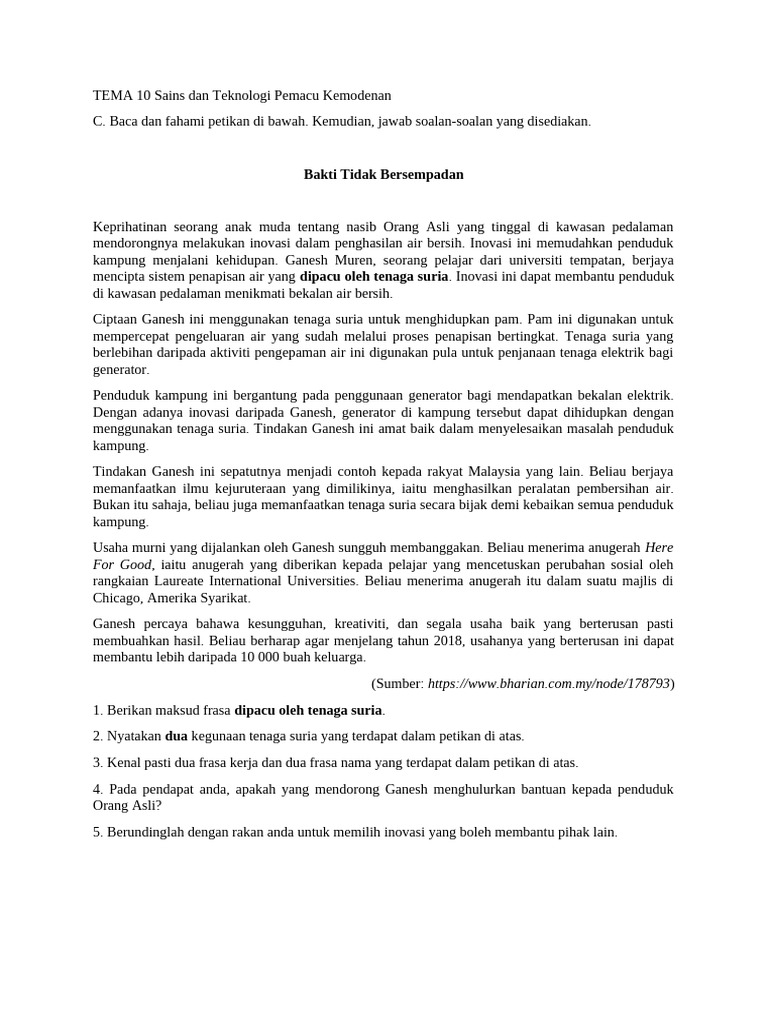 TEMA 10 Sains Dan Teknologi Pemacu Kemodenan | PDF