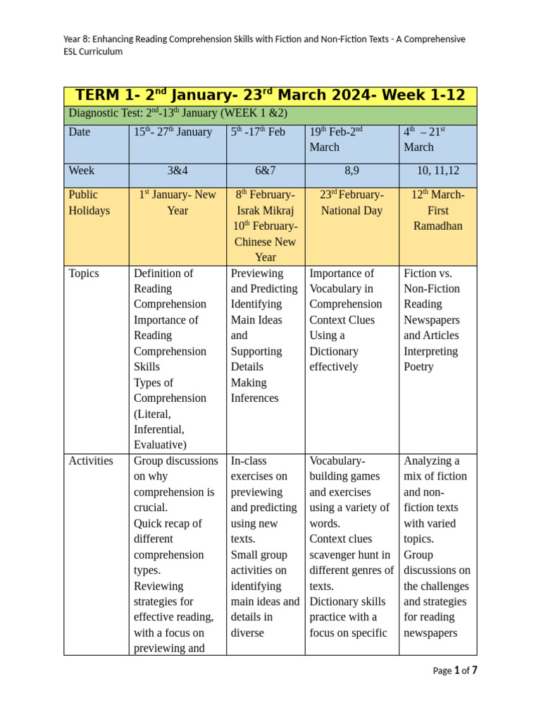 Y8 Reading Comprehensionrevised | PDF