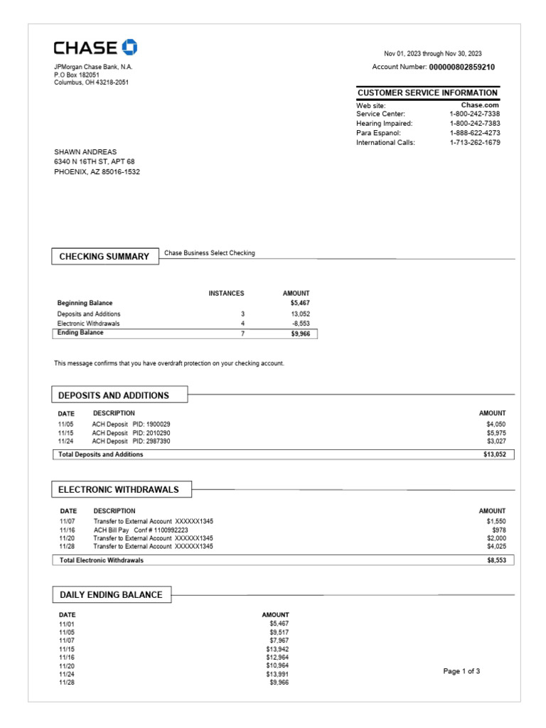 Chase Statement NOV 2023 | PDF