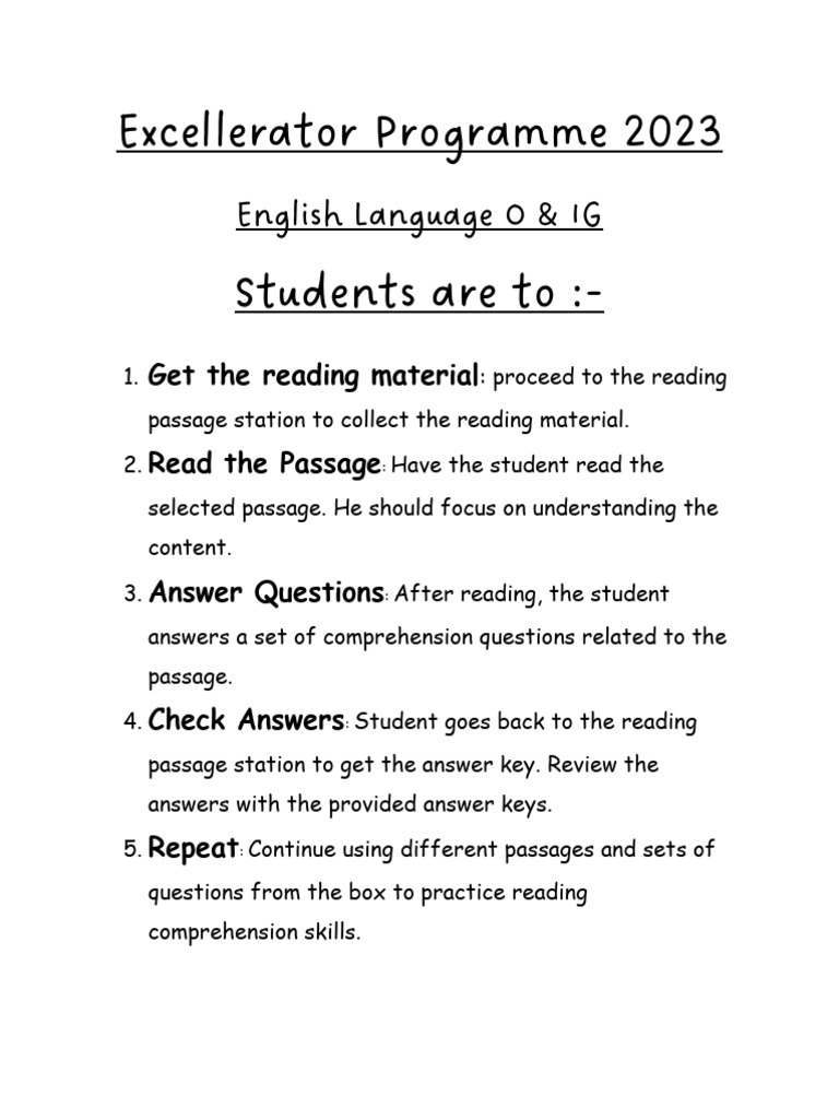 English Language Excellerator Programme 2023 | PDF