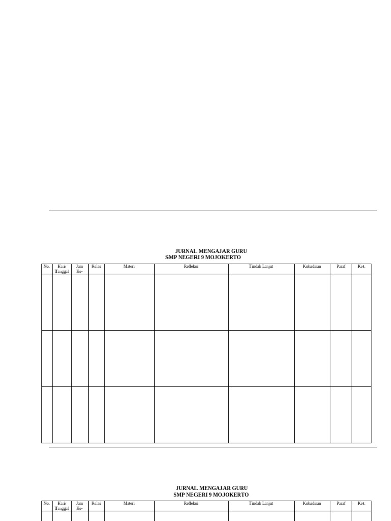 07 Format Jurnal Mengajar Untuk Guru | PDF