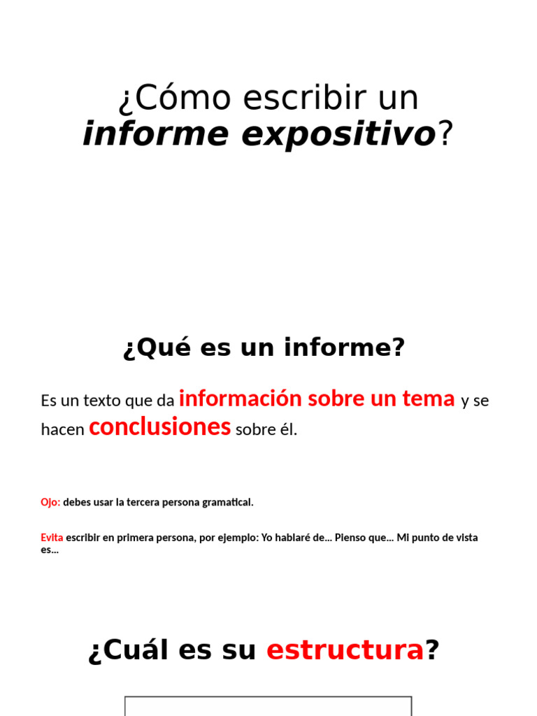 Cómo Escribir Un Informe Expositivo | PDF