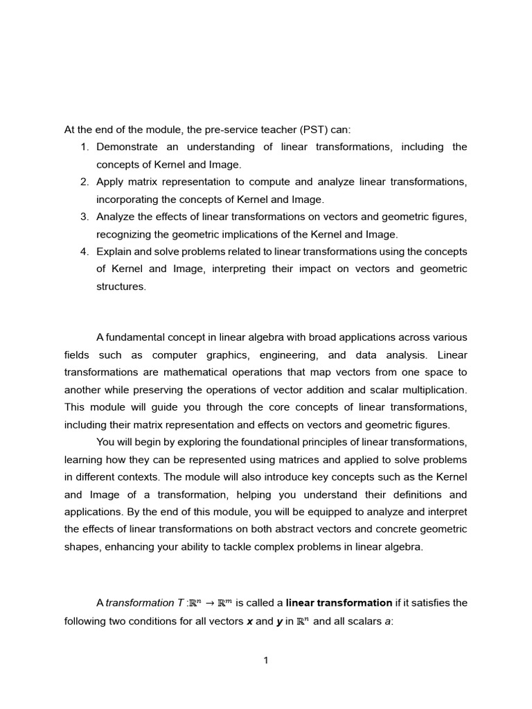 UNIT 4 - Linear Algebra (PSAU) | PDF