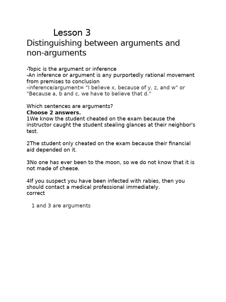 Lesson3 Arguments and Non Arguments | PDF