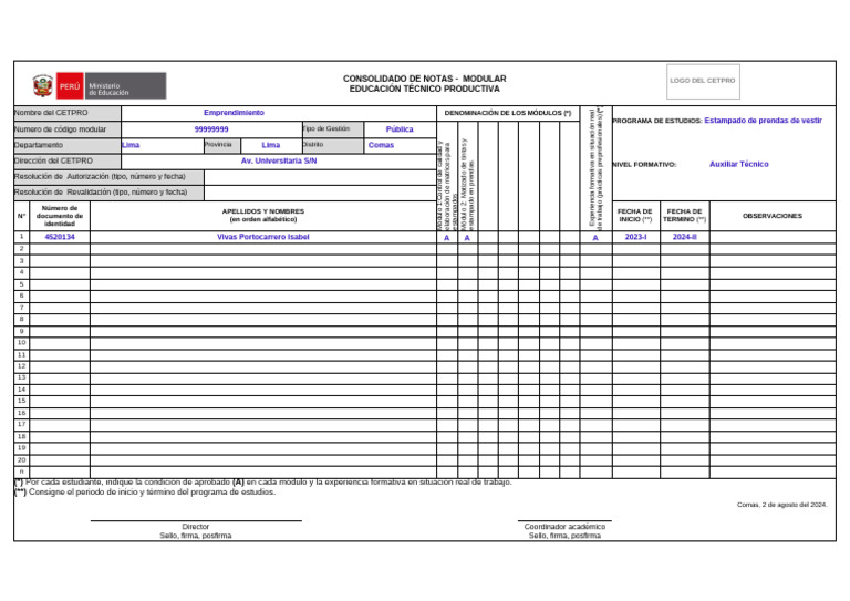 9.ANEXO #6 Consolidado de Notas | PDF