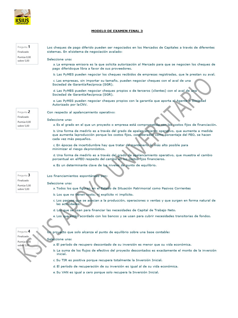 Modelo de Examen 3. | PDF