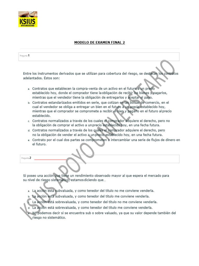 Modelo de Examen 2. | PDF