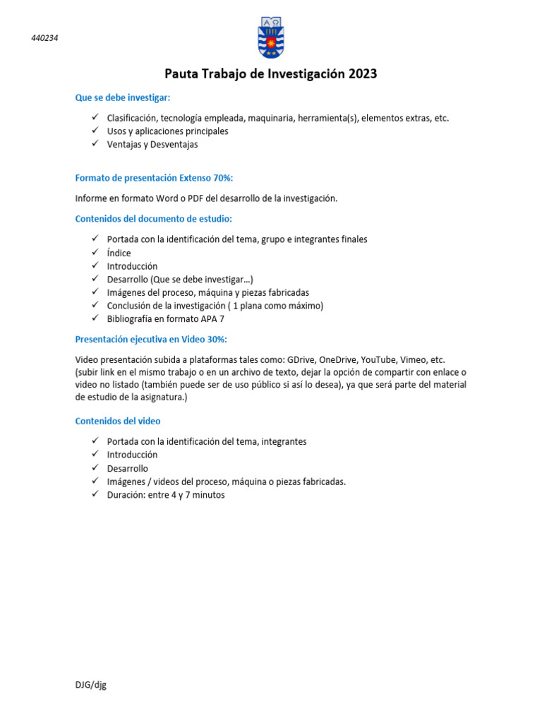 Pauta Trabajo de Investigación 2023-IEM | PDF