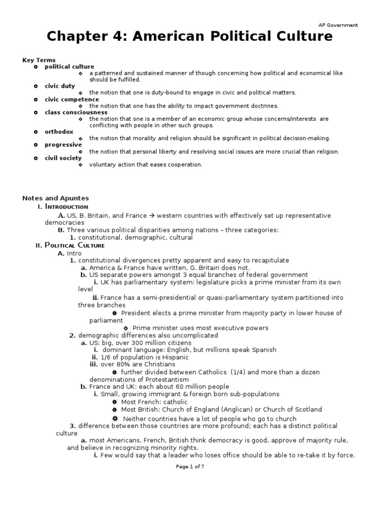 Chapter 4 - American Political Culture | PDF | Equal Opportunity | The ...