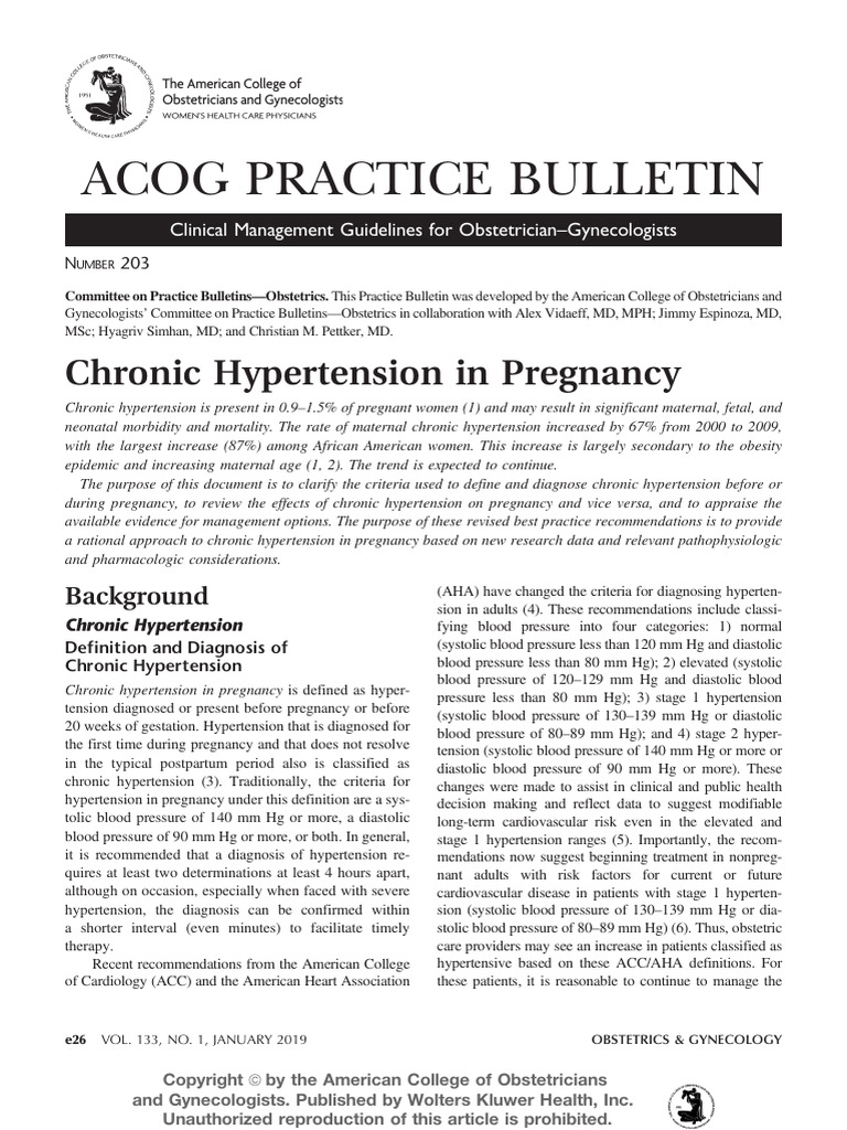 Acog Practice Bulletin No 203 Chronic.50 | PDF