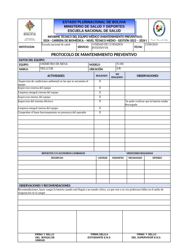 Protocolo de Mantenimiento | PDF