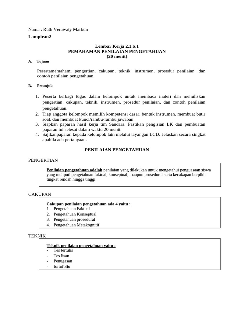 TUGAS 7 LK 2 .1.b.2 Penilaian Pengetahuan | PDF