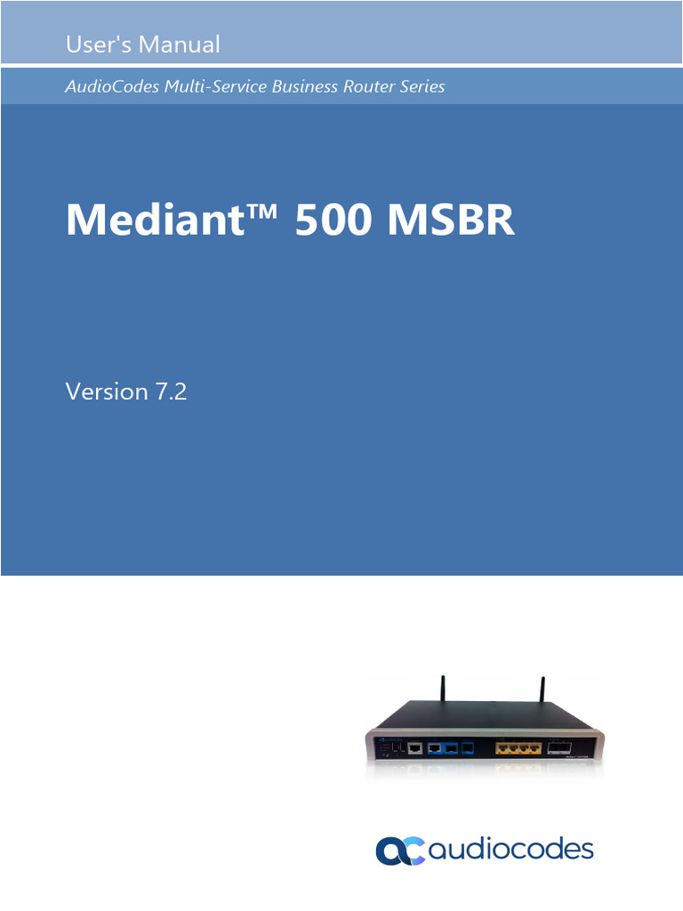 Mediant 500 MSBR Sip Users Manual Ver 72 | PDF